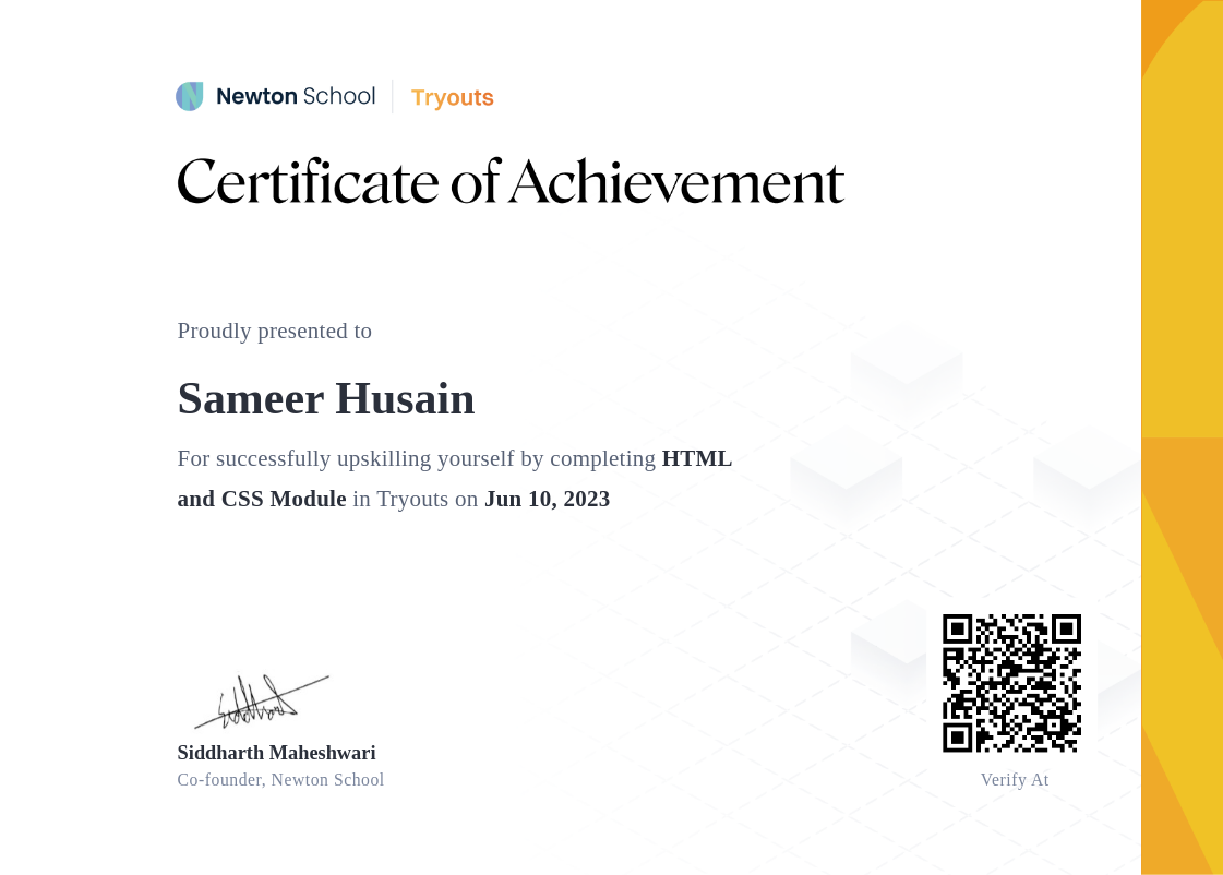 "Sameer Husain got certified!"