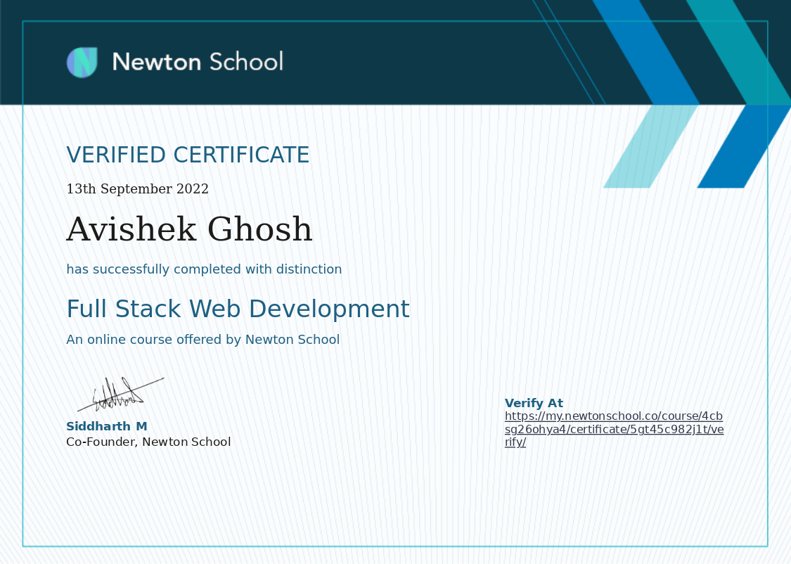 "Avishek Ghosh got certified!"