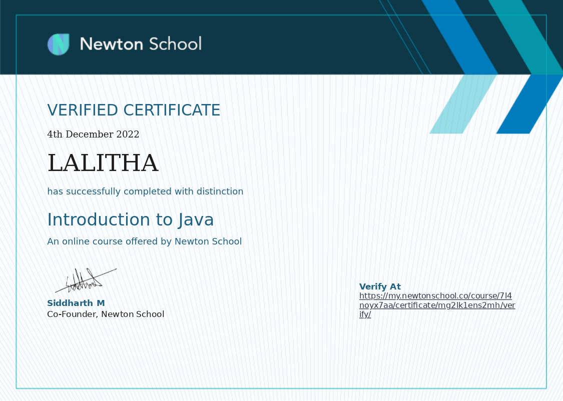 "Lalitha got certified!"