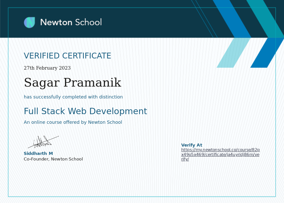 "Sagar Pramanik got certified!"