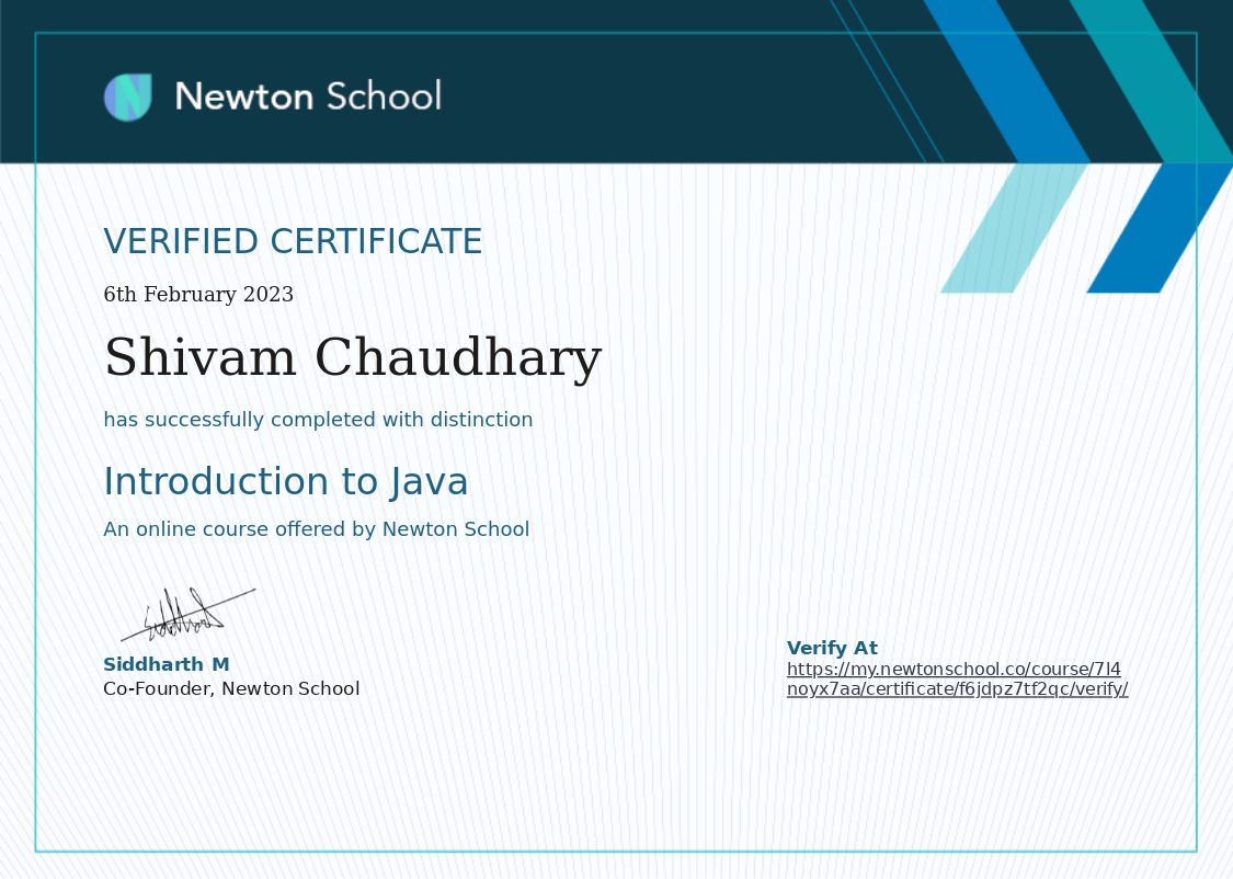 "Shivam Chaudhary got certified!"