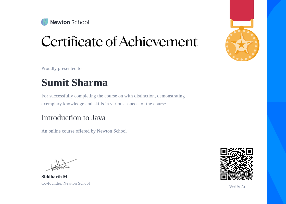 Sumit Sharma got certified! | Newton School