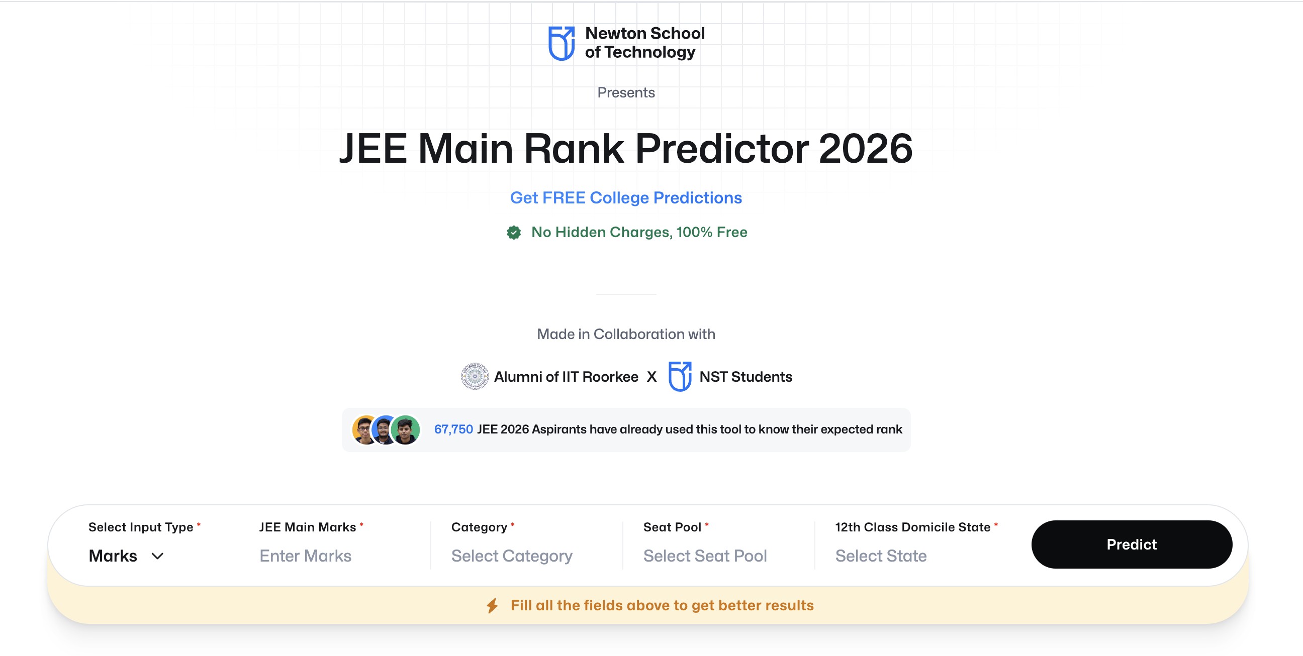 JEE Main Rank & College Predictor for 2026 | AI-Powered Analysis ...