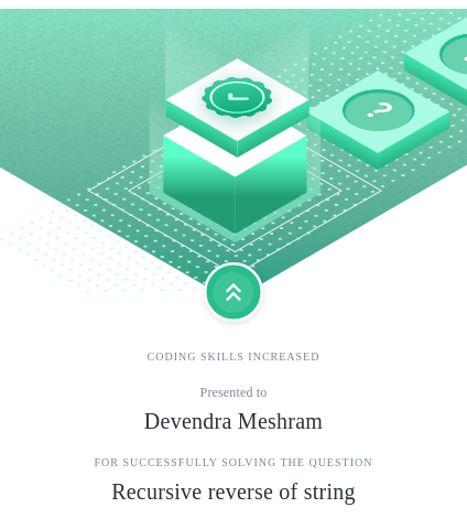 "dmeshram118 solved the question Recursive reverse of string | Feed ...