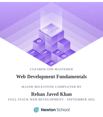 "Rehan Javed Khan successfully cleared the Web Development Fundamentals module | Feed | Newton ...