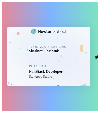 "Congratulations Shashwat Shashank on getting a placement offer in StarApps Studio as FullStack ...